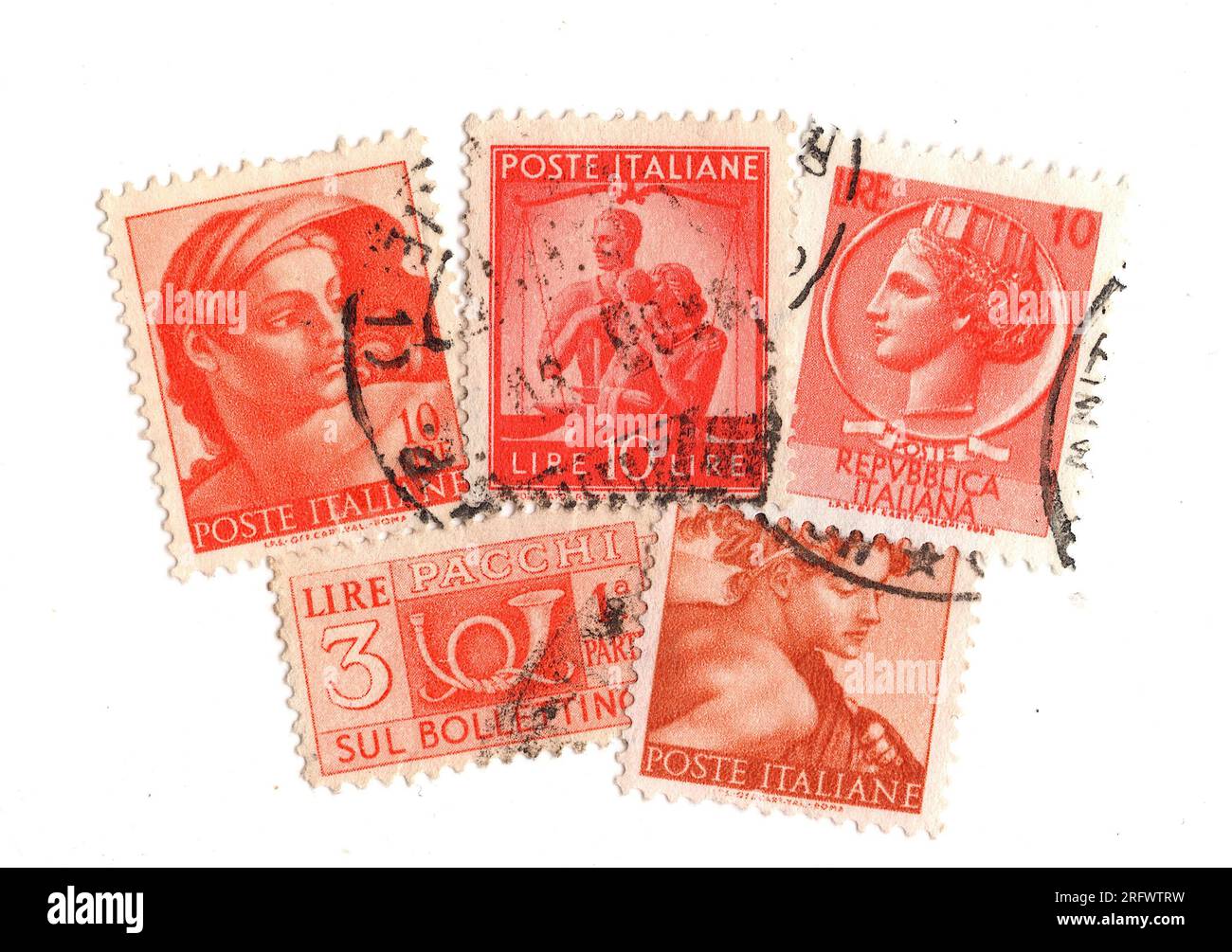 Vintage postage stamps from Italy isolated on a white background Stock ...