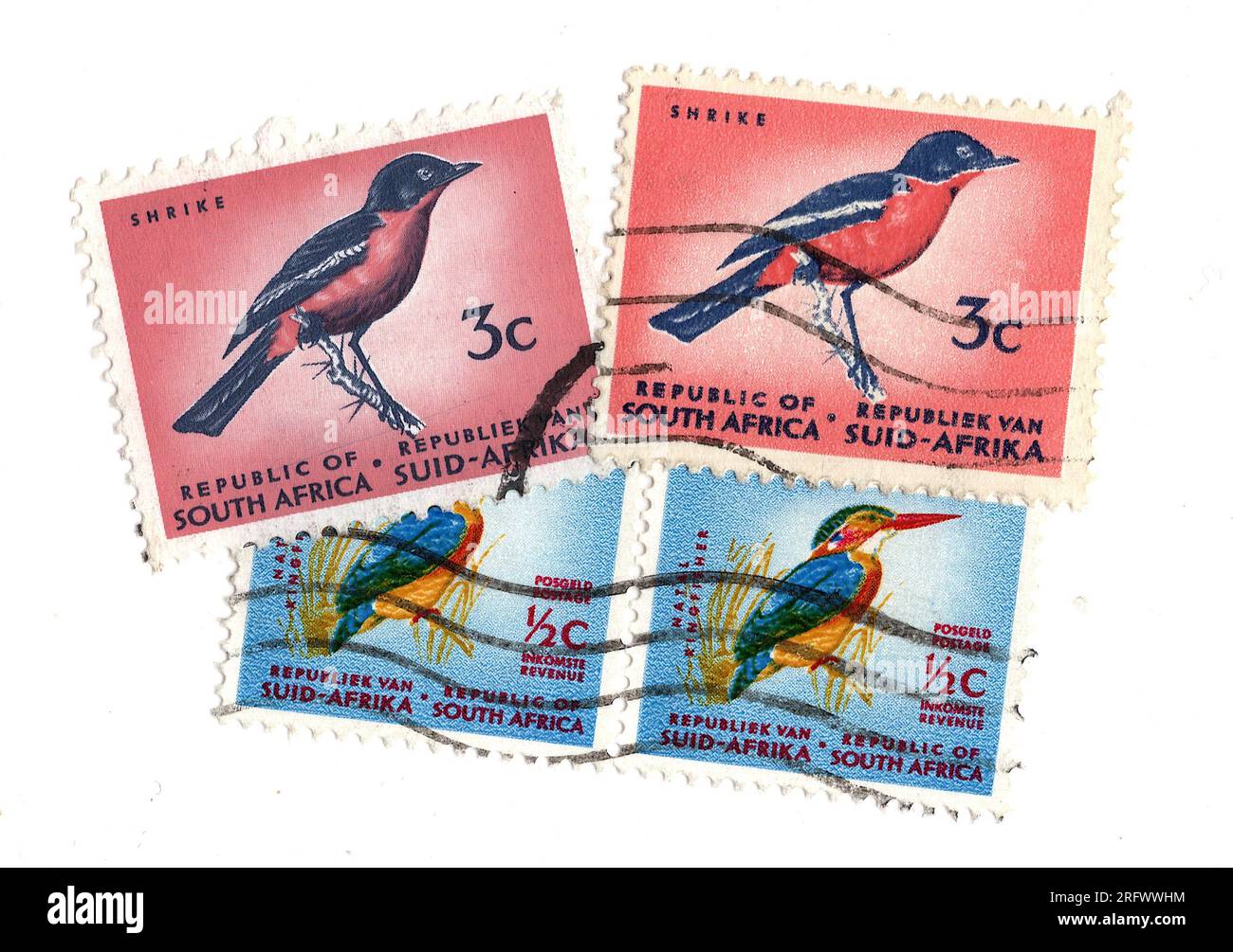 Vintage postage stamps from South Africa isolated on a white background ...