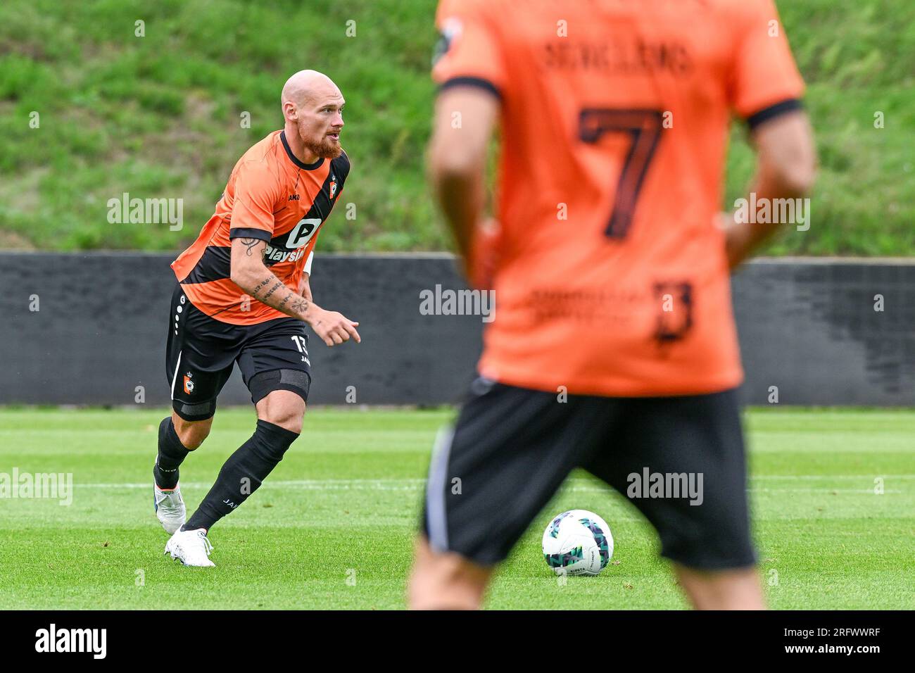 Deinze, Belgium. 05th Aug, 2023. Denis Prychynenko (13) of KMSK Deinze ...