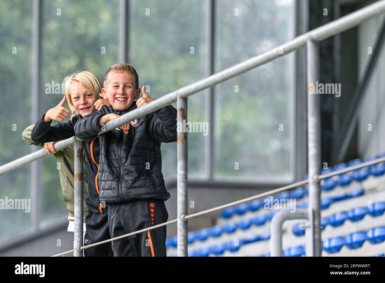 Deinze, Belgium. 05th Aug, 2023. Young supporters Deinze pictured ...