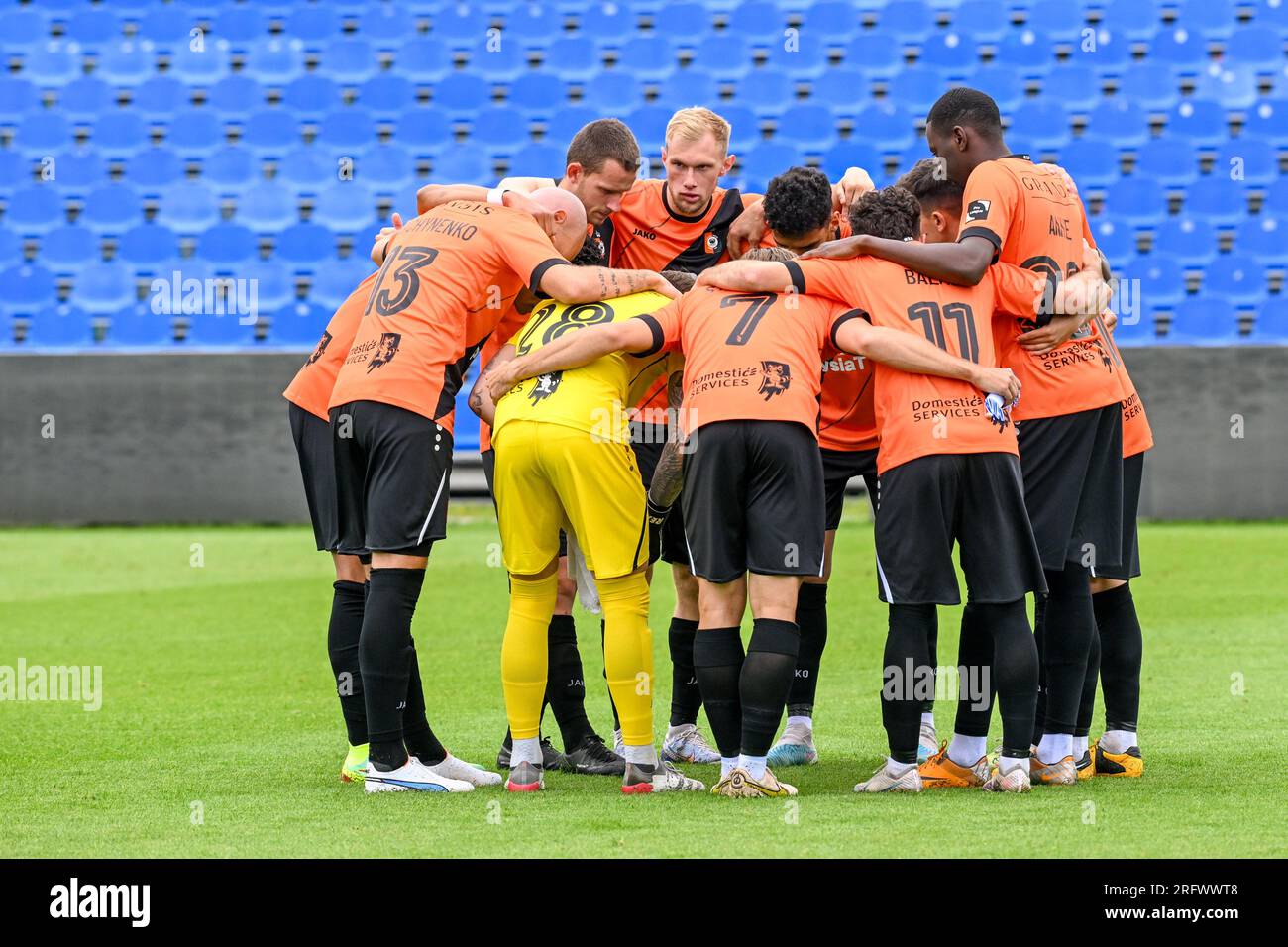 Deinze, Belgium. 05th Aug, 2023. Team Deinze pictured before a friendly ...