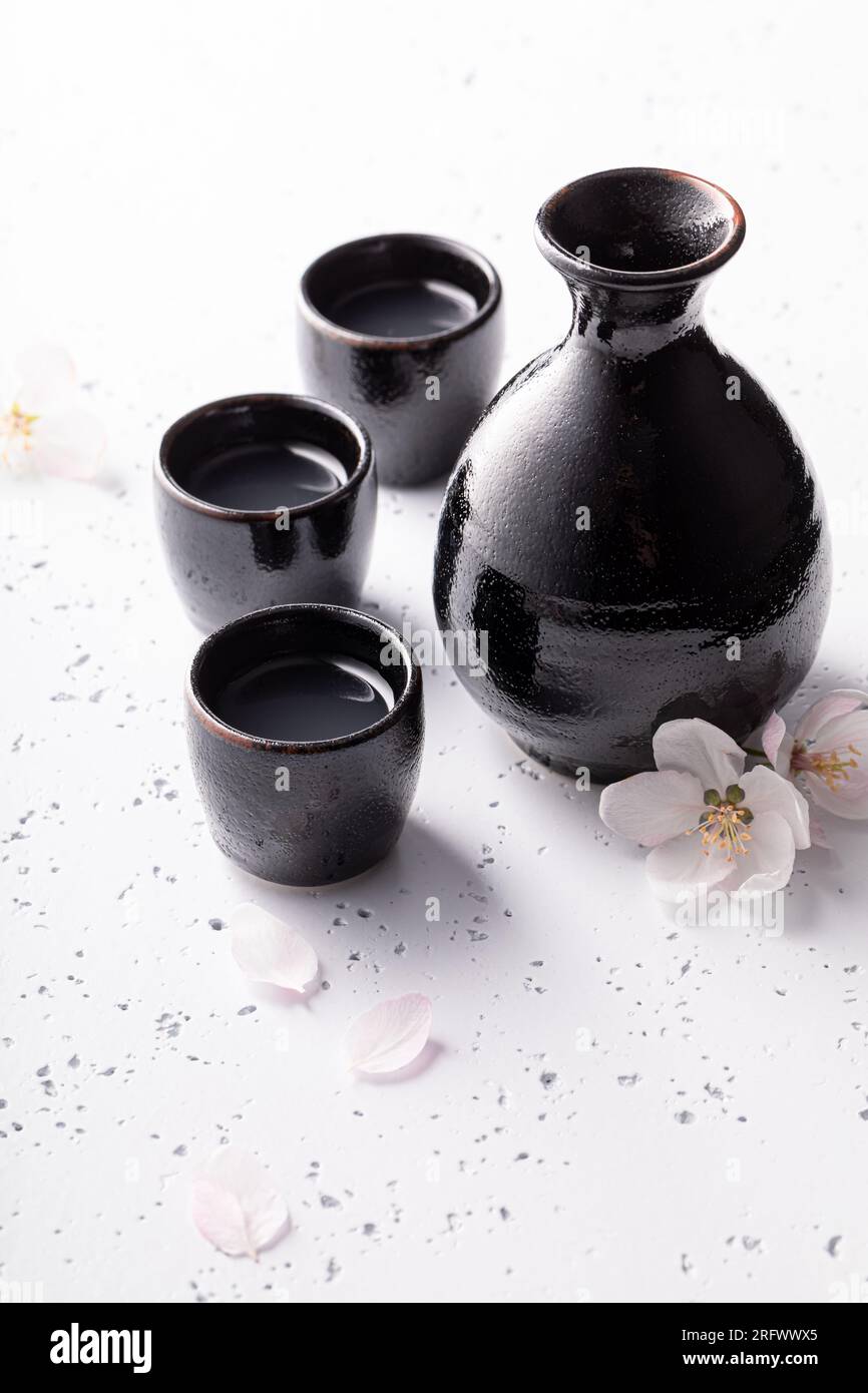 Special Japanese sake in Japanese restaurant. High-alcohol drink in ...