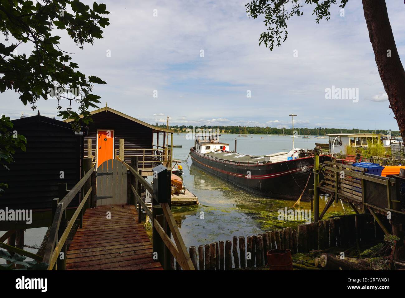 House boats converted into permanent dwellings from working barges at ...