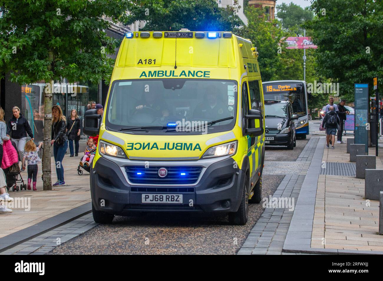 Preston NHS Lancashire, UK Aug 2023. UK Weather. Emergency vehicles respond to attend to an ...