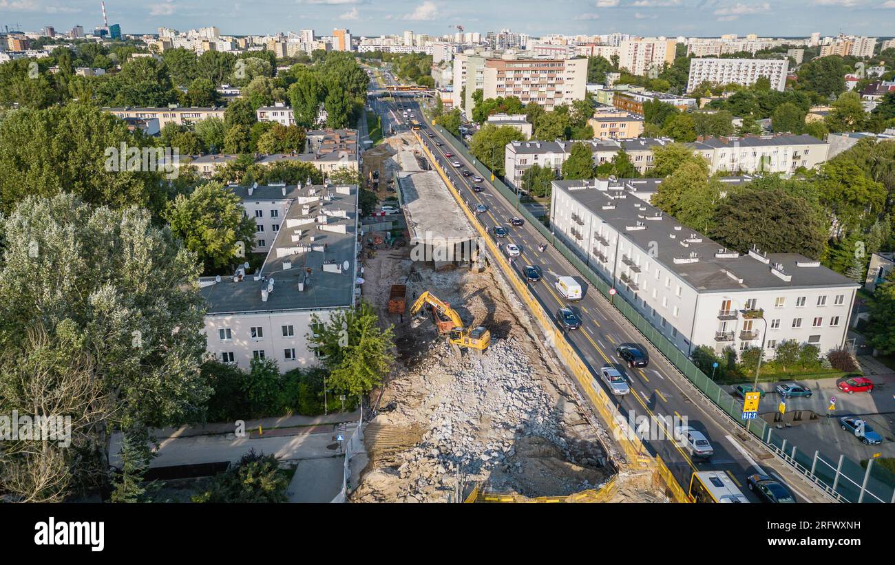 Reconstruction work on the viaducts at Lazienkowska Thoroughfare in ...