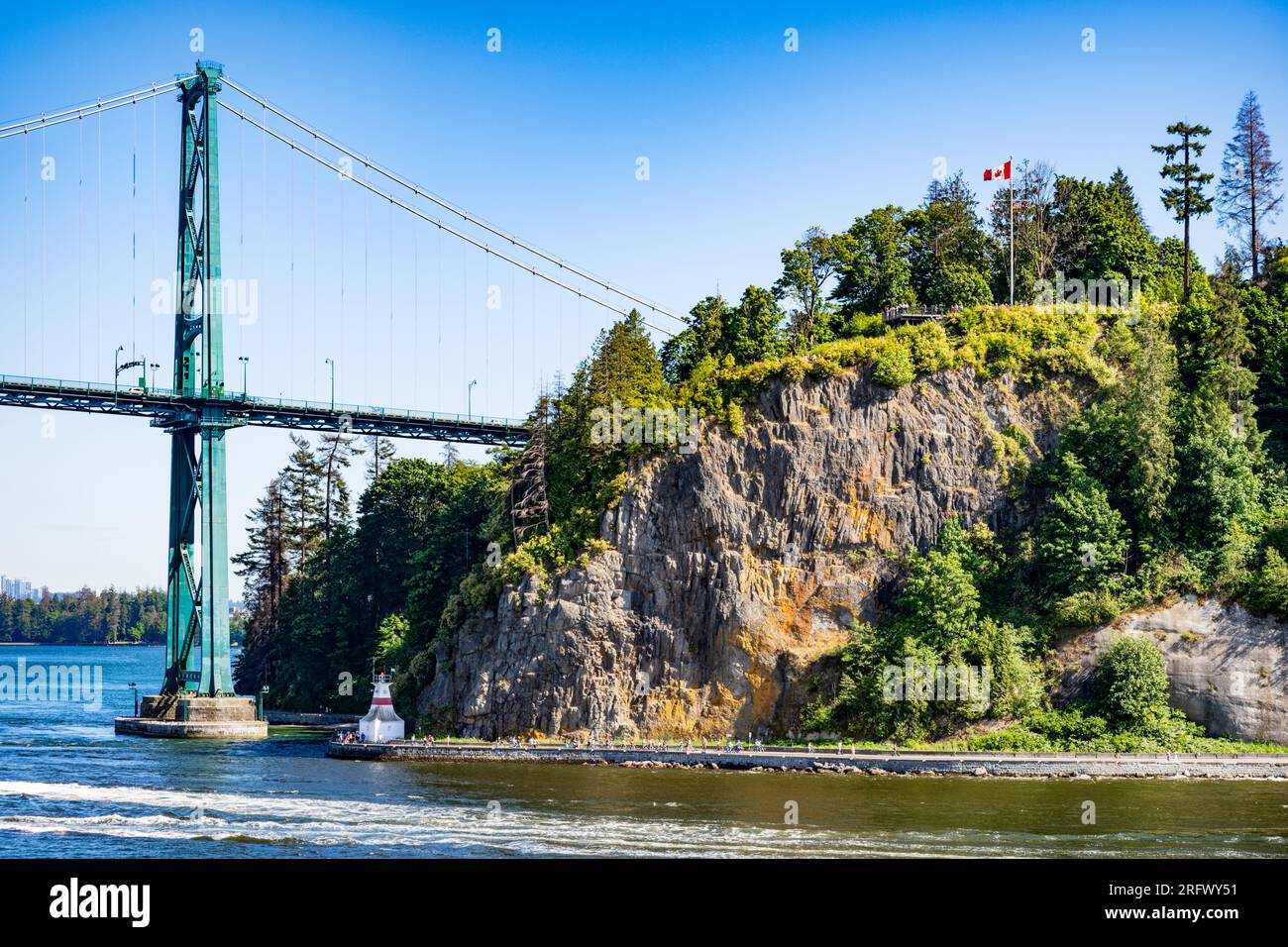 The south end of Lions Gate Bridge and the viewpoint at Prospect Point ...