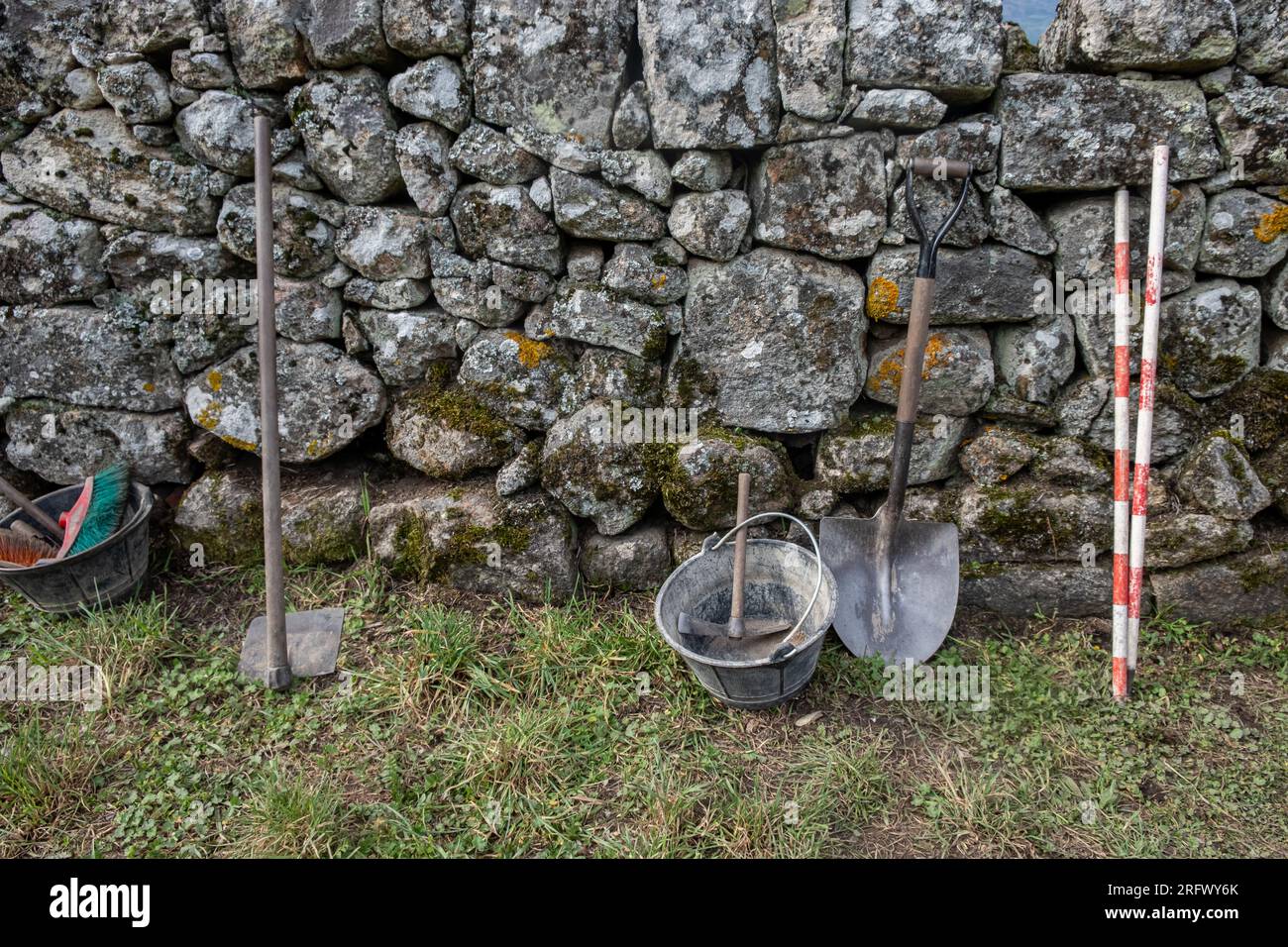 tools of an archaeologist in the excavation of a fortress Stock Photo ...