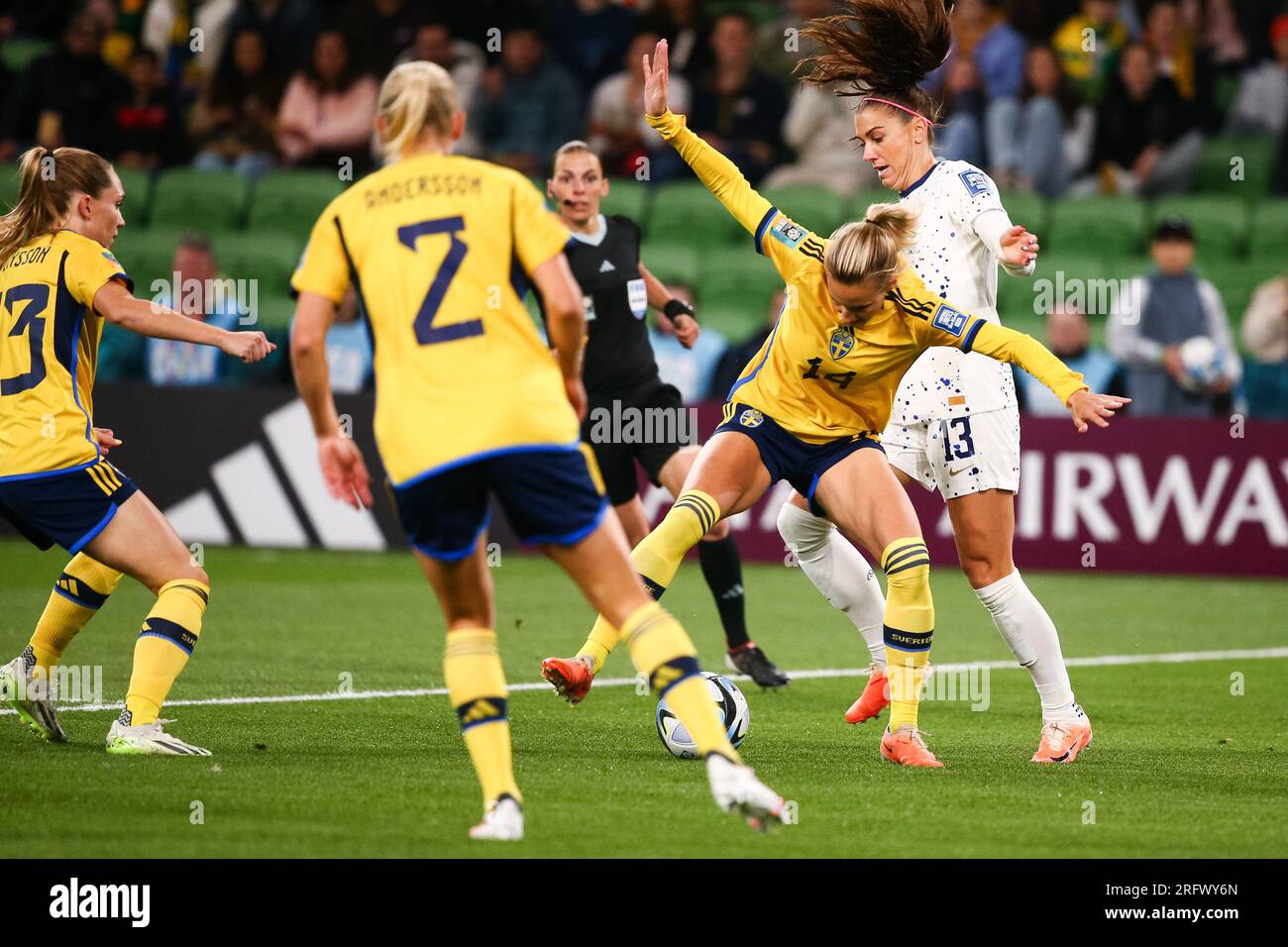 Melbourne, Australia, 6 August, 2023. Nathalie Björn of Sweden controls ...