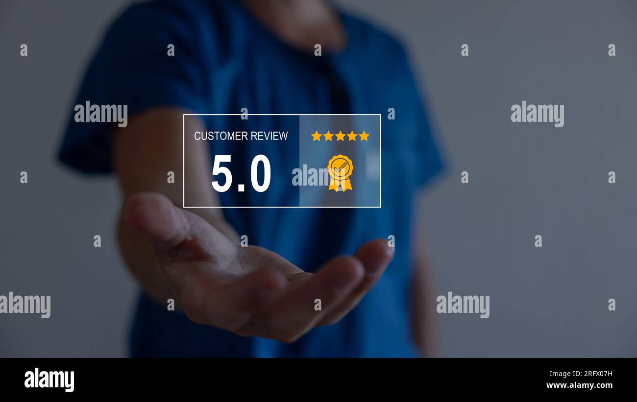 Customer or User give rating to service experiences review satisfaction ...