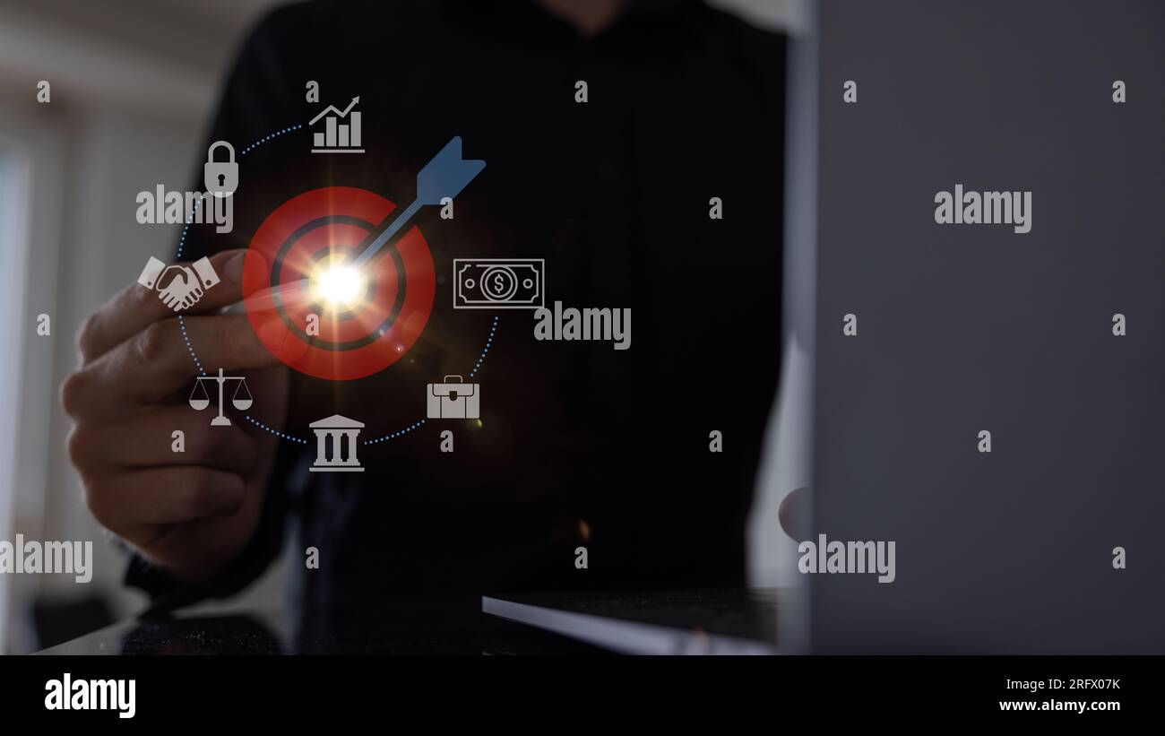 Business target concept vector illustration. Darts target in futuristic ...