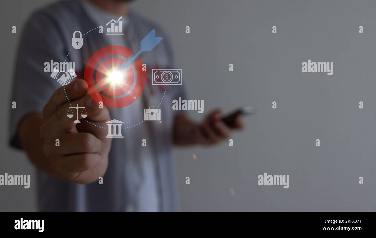 Business target concept vector illustration. Darts target in futuristic ...