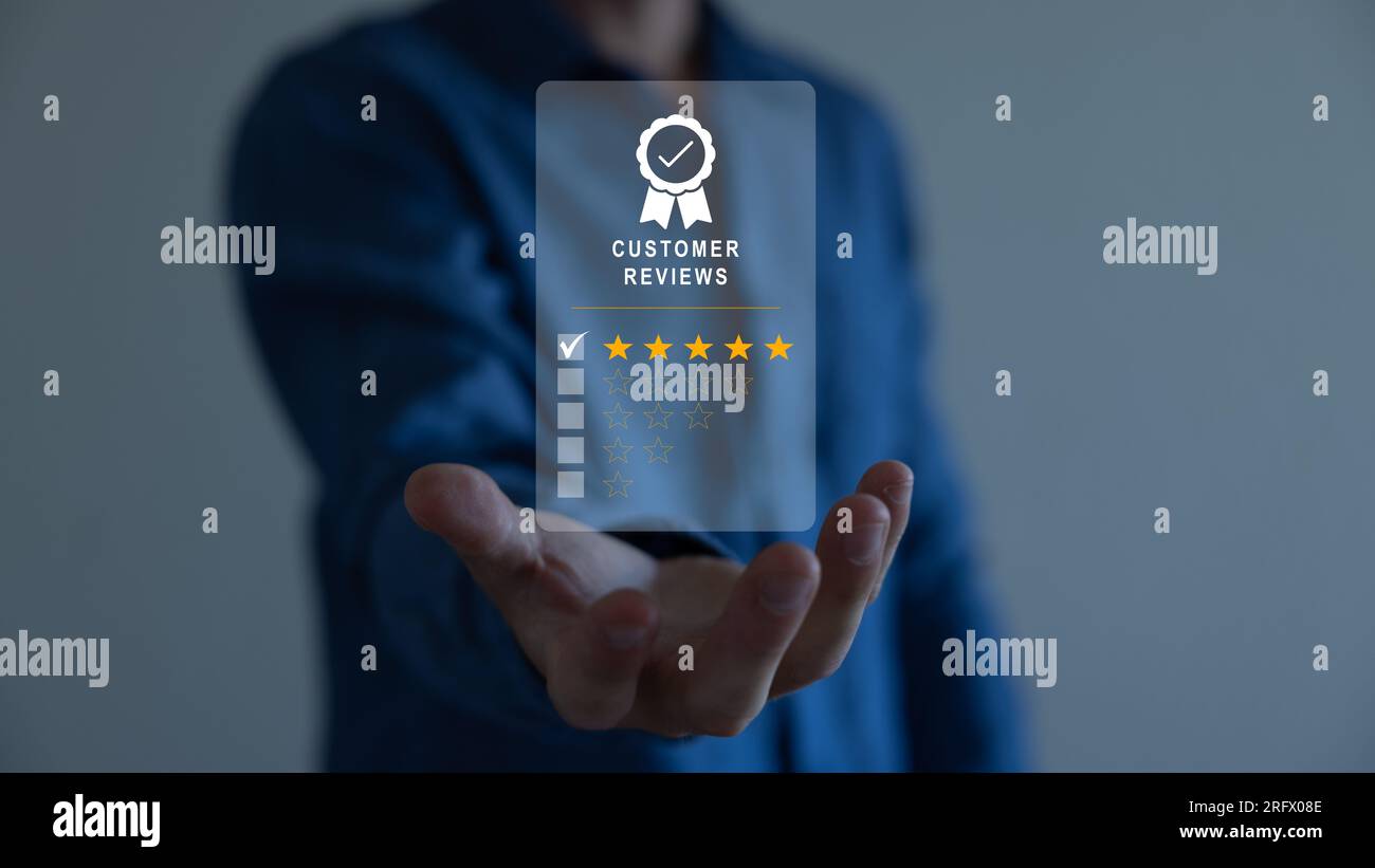 User Gives Rating To Service Experience On Online Application Customer Review Satisfaction