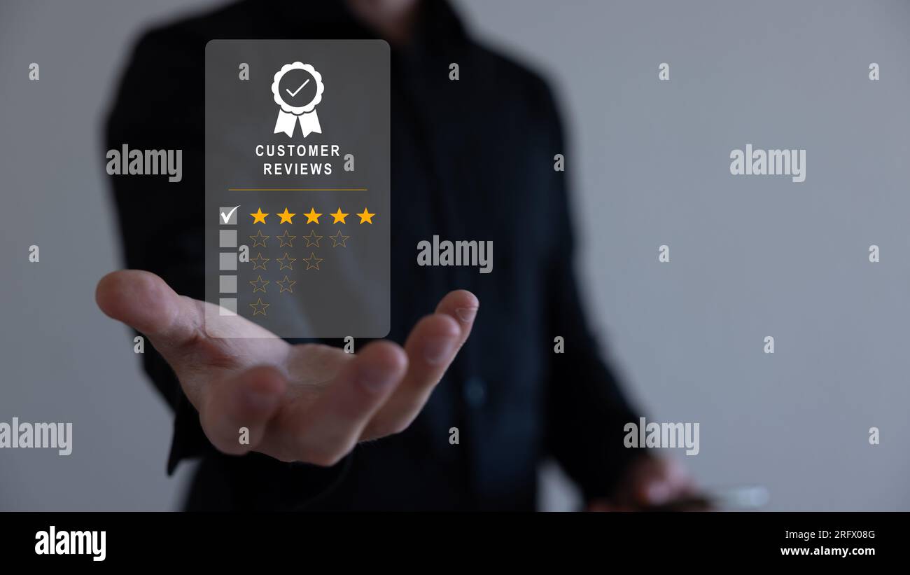 User Gives Rating To Service Experience On Online Application Customer Review Satisfaction