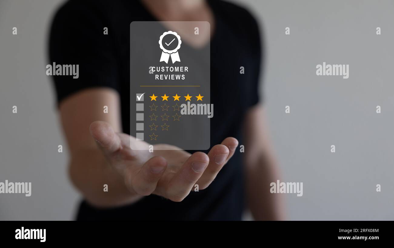 User gives rating to service experience on online application, Customer ...