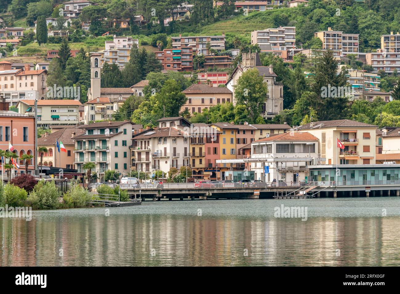 The border between Italy and Switzerland at the customs of Lavena Ponte ...