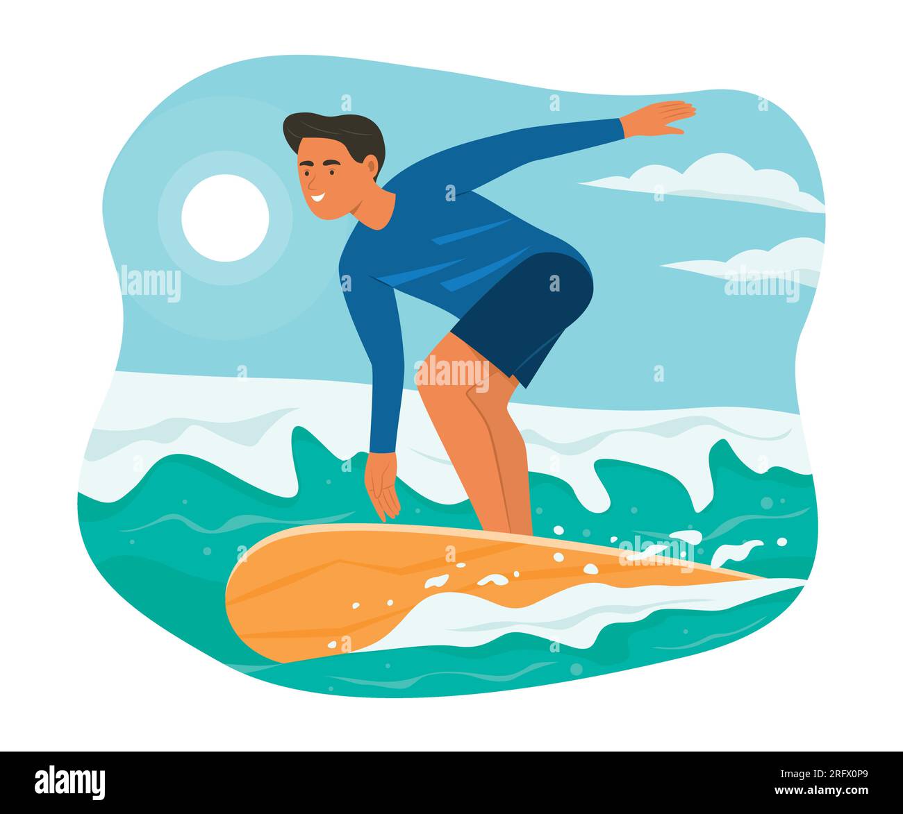 Boy surf cartoon illustration Cut Out Stock Images & Pictures - Alamy