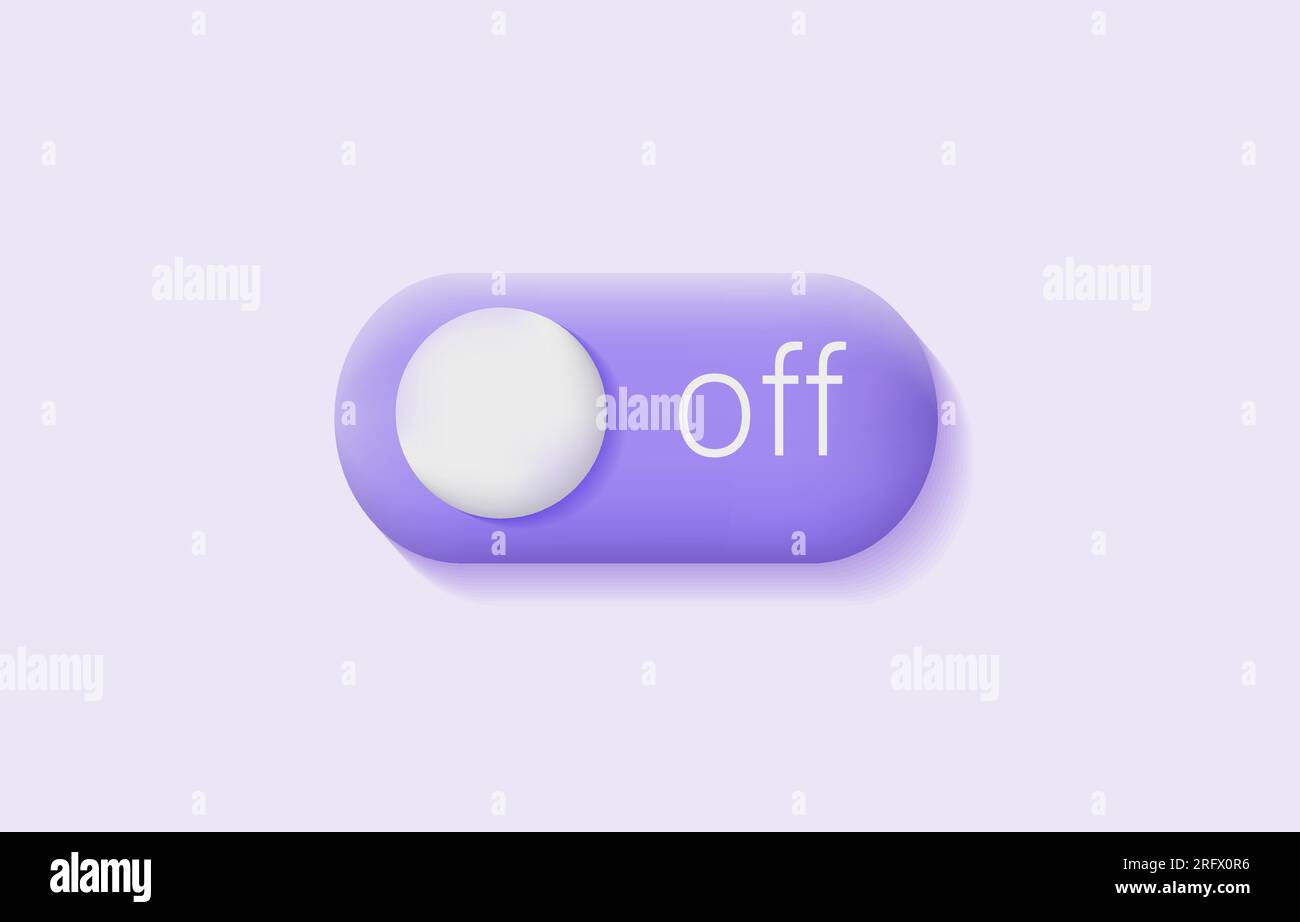 3d off toggle button. Purple slide bar icon. Unlock and lock. Software ...
