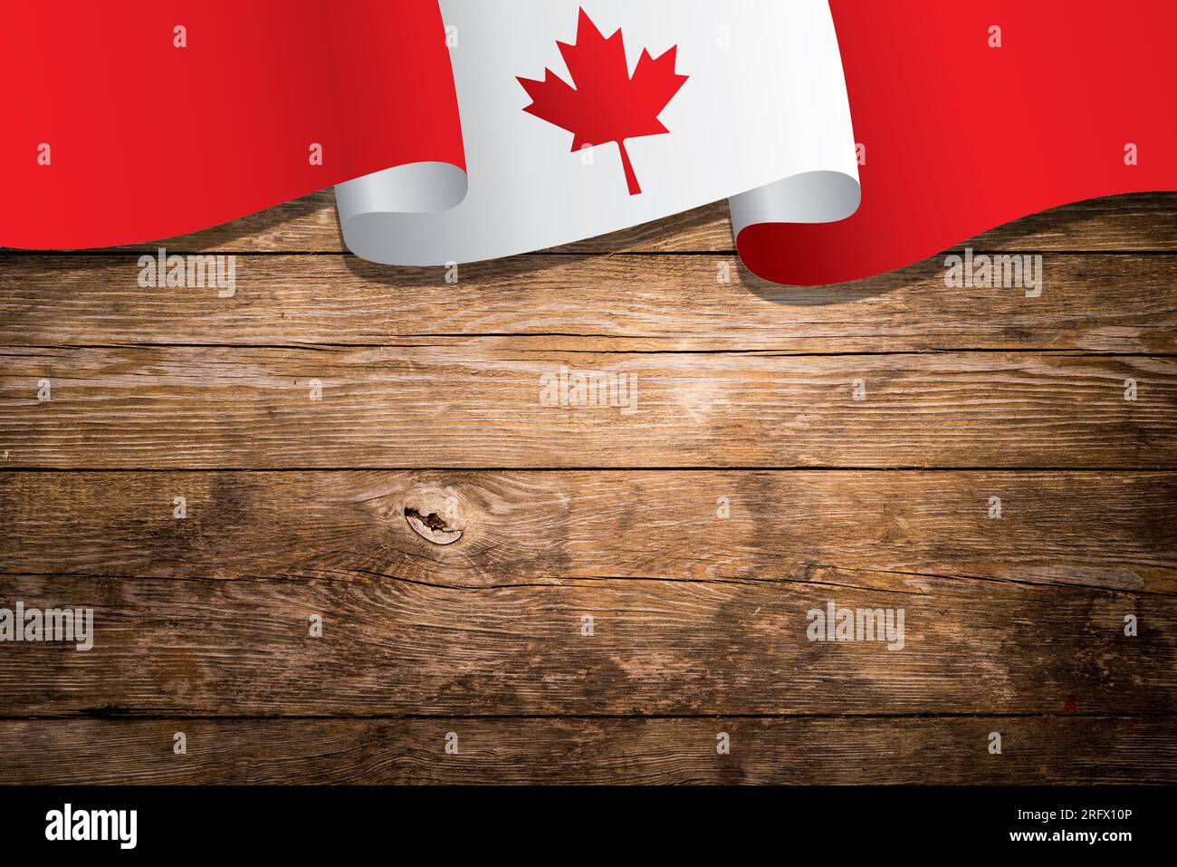 Happy Canada Day calligraphy lettering with red maple leaf and a Flag ...