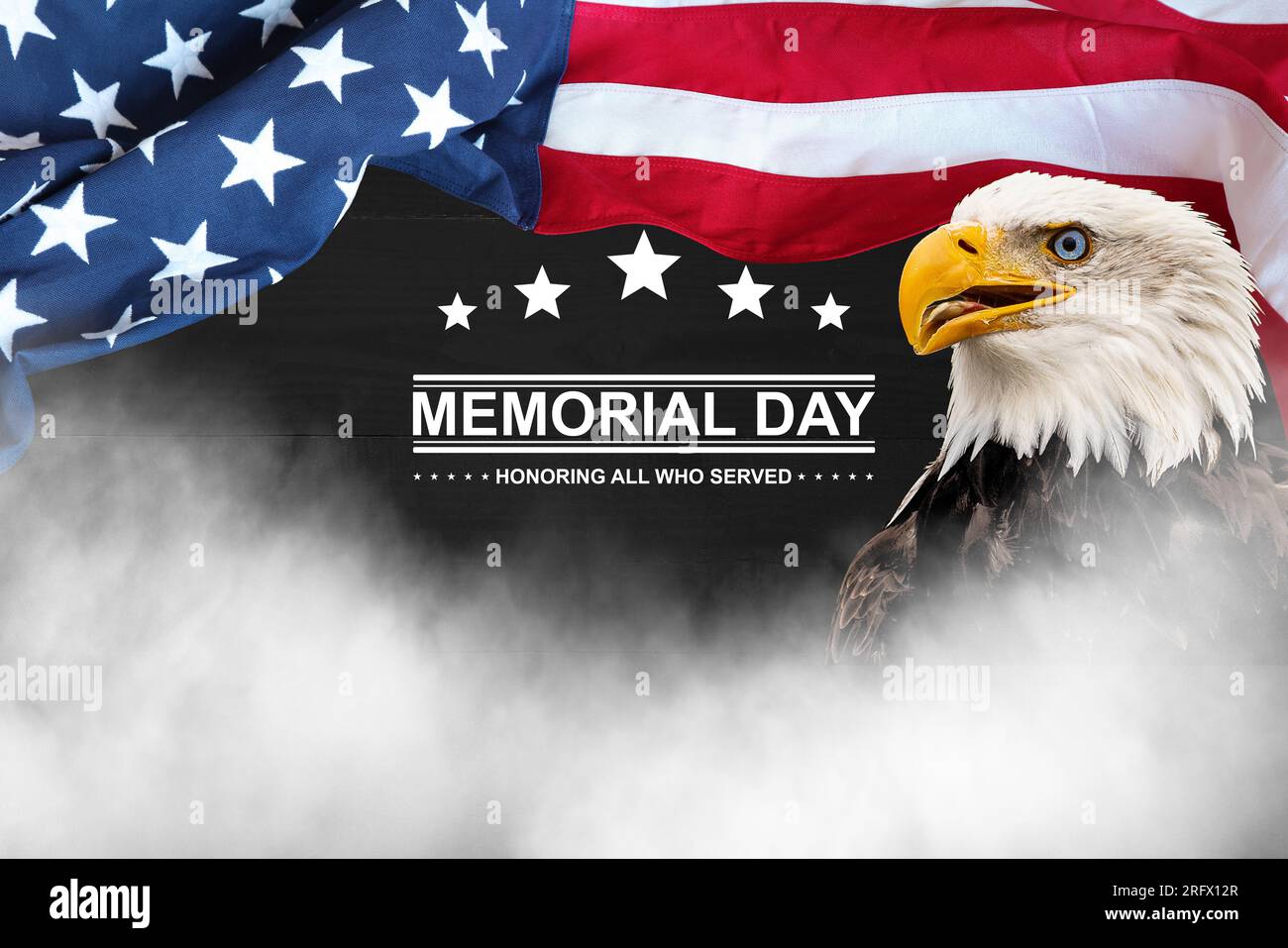 Memorial Day celebration with American Flag. Vintage design. Text ...