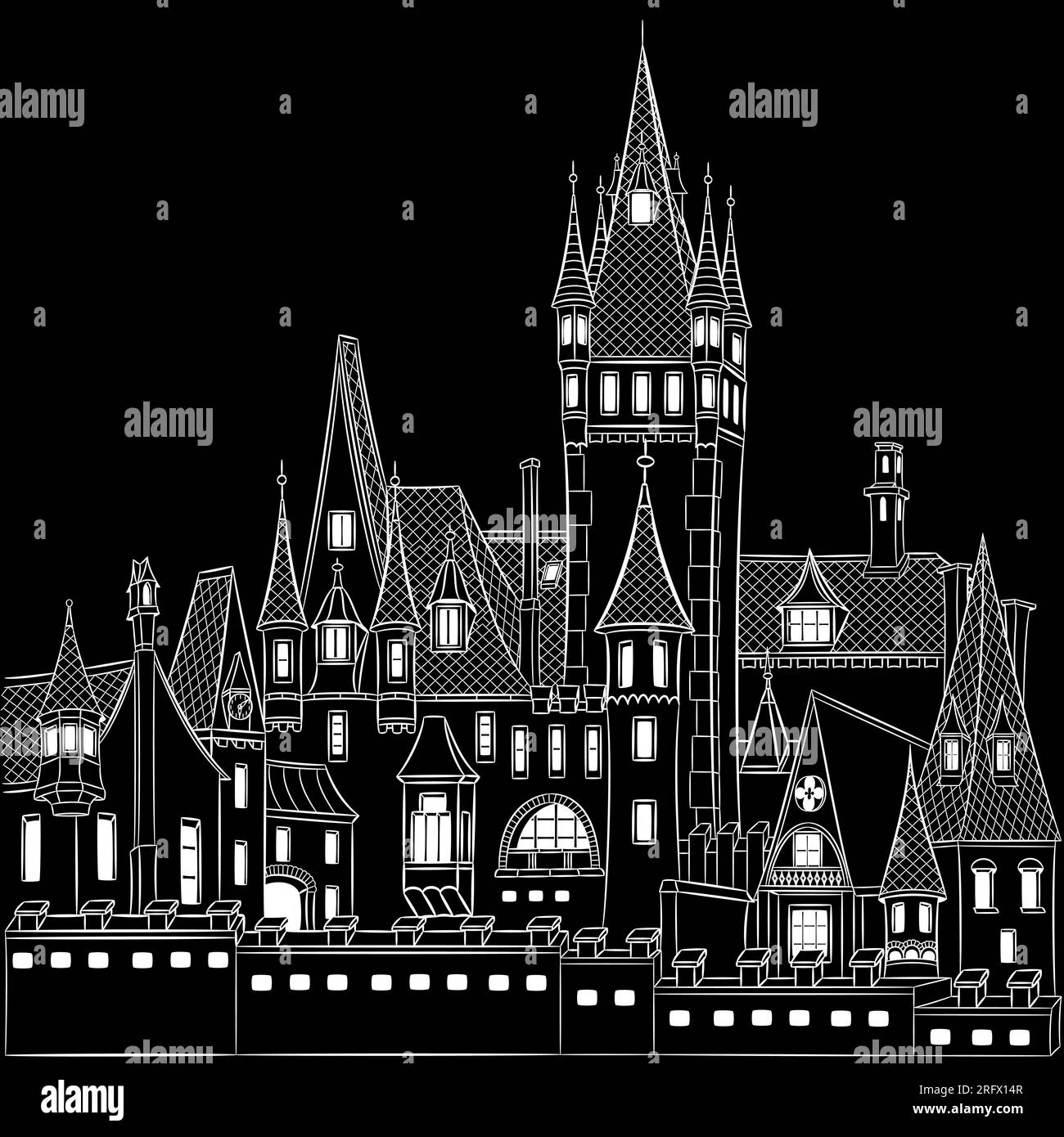 Wall castle houses in Black and White Stock Photos & Images - Alamy