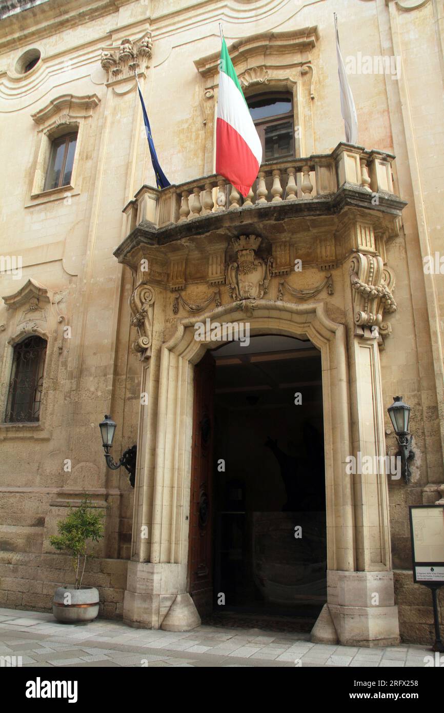 Lecce, Italy. The portal of the 18th century Palazzo Carafa Stock Photo ...
