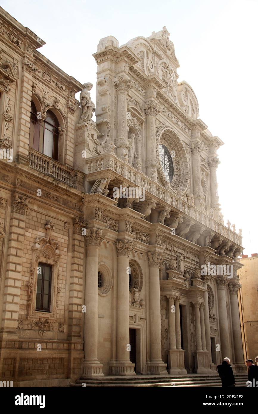Lecce, Italy. Exterior view of the 16th century Church of the Holy ...