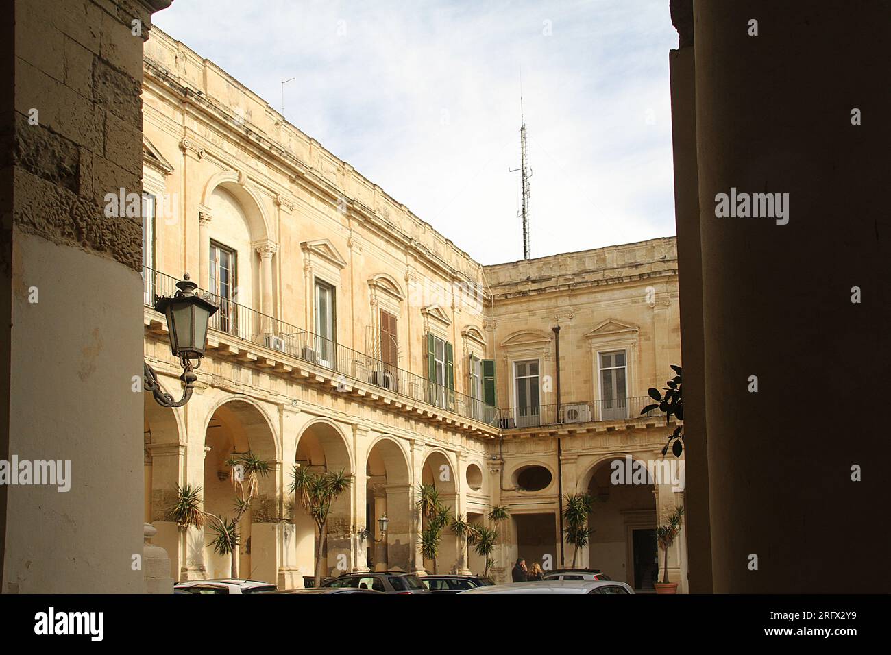 Lecce, Italy. The courtyard of the XVI century Palazzo dei Celestini ...