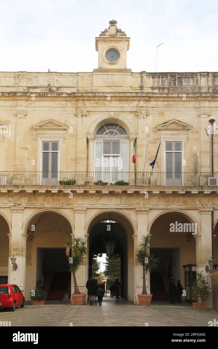 Lecce, Italy. The courtyard of the XVI century Palazzo dei Celestini ...