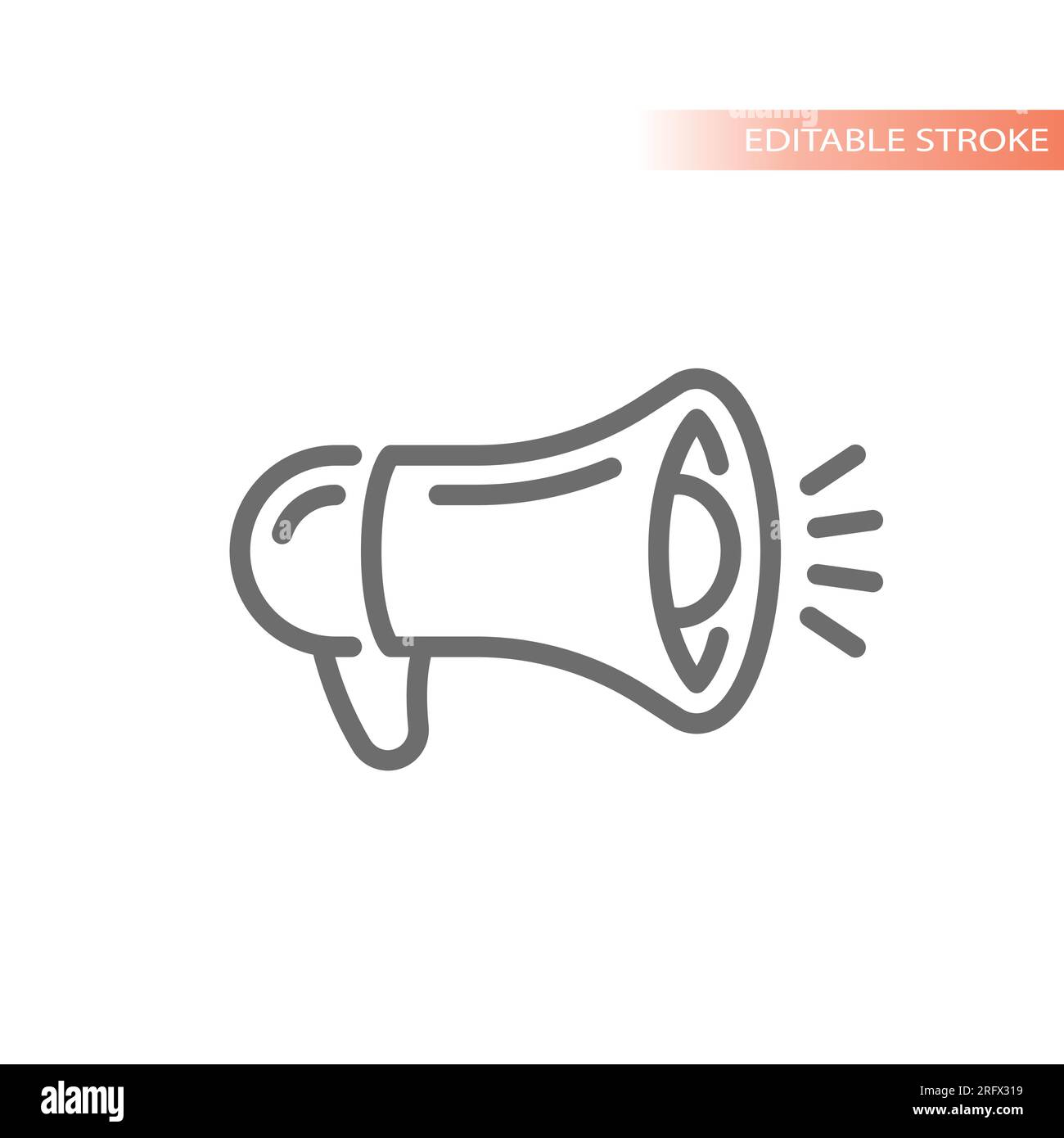 Megaphone line vector icon. Loudspeaker, speaker outline symbol Stock ...
