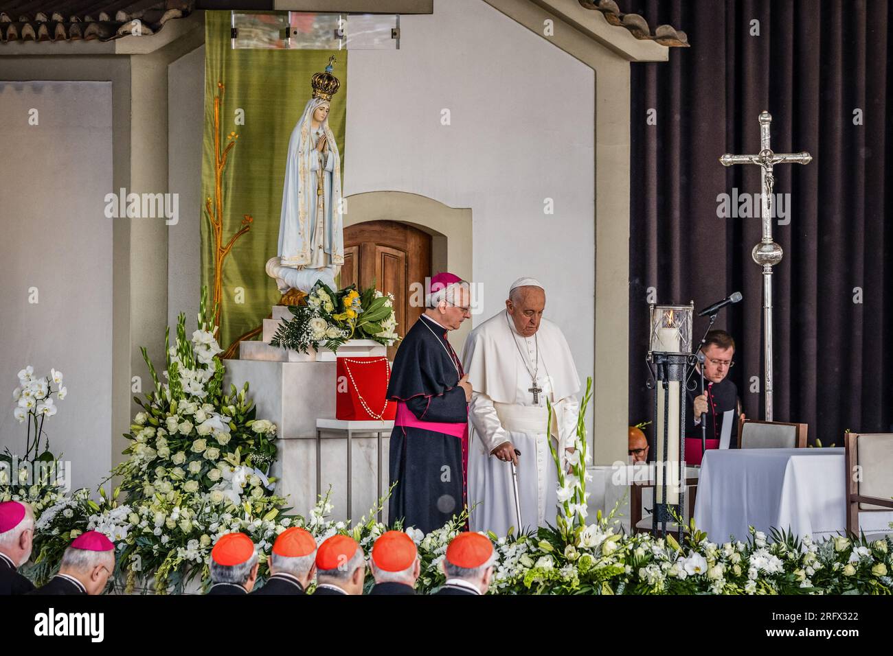 Fatima, Portugal. 05th Aug, 2023. Pope Francis prays at the Chapel of ...