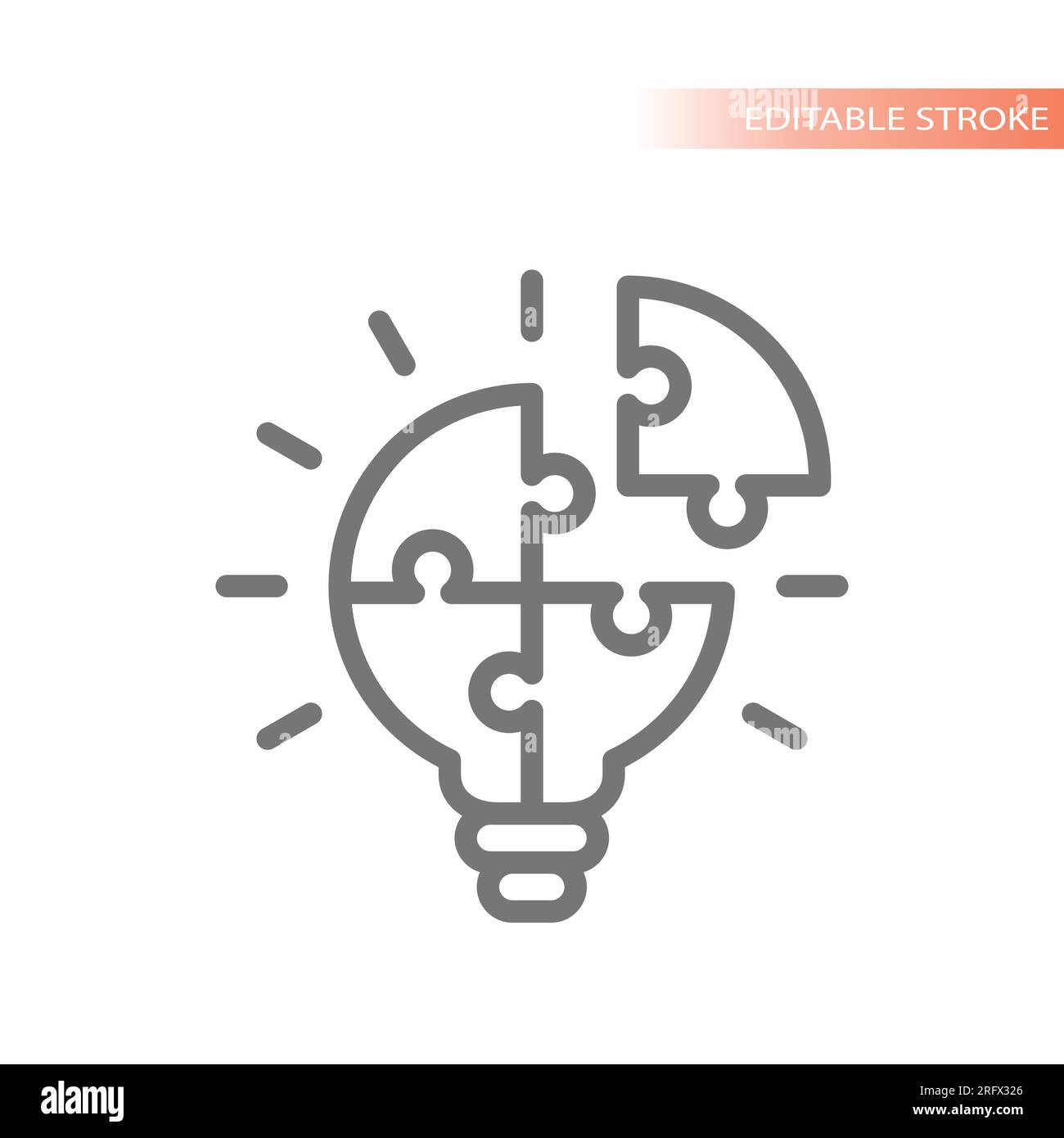 Light bulb and puzzle piece line vector icon. Lightbulb business ...