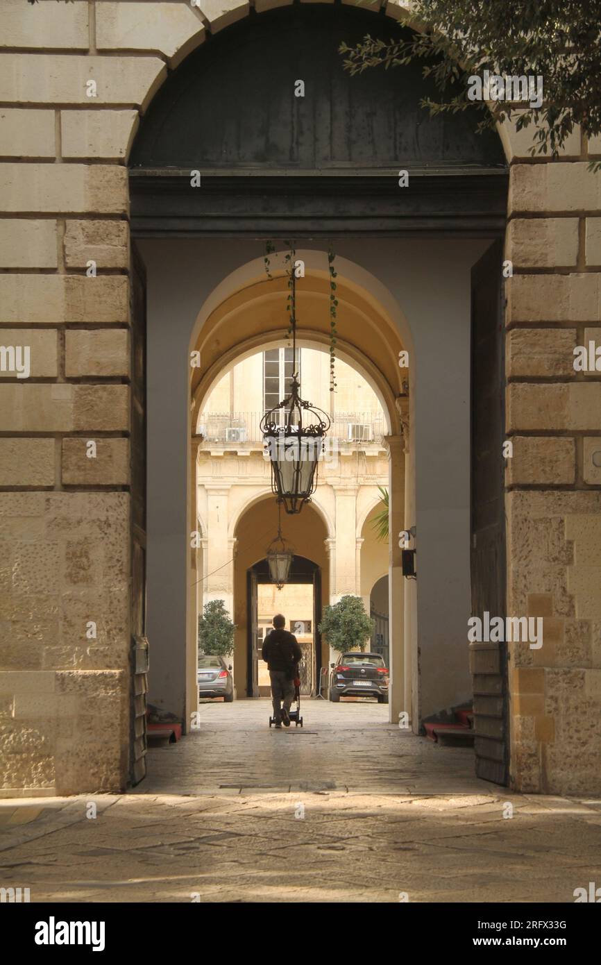 Lecce, Italy. Portal to the courtyard of the XVI century Palazzo dei ...