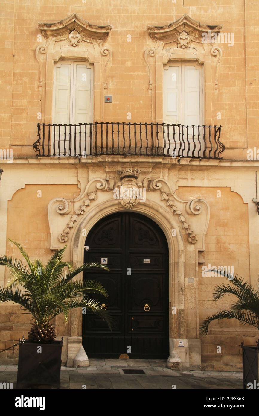 Lecce, Italy. Exterior view of Palazzo Ducale Guarini, built in the ...