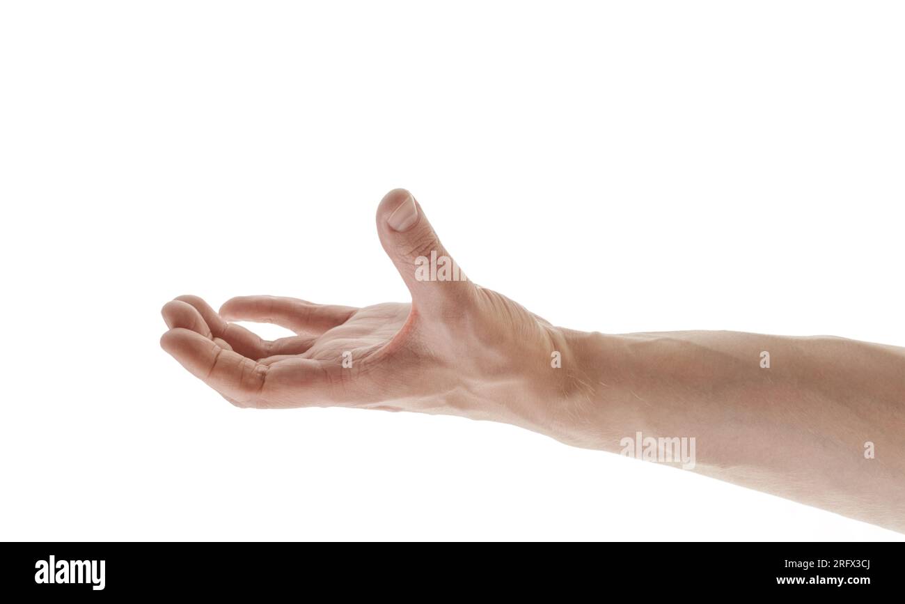 Man hand to hold something isolated on white background, photo for ...