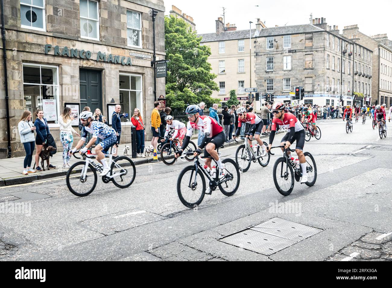 Edinburgh, Scotland. Sun 6 August 2023. Cyclists ride through the ...