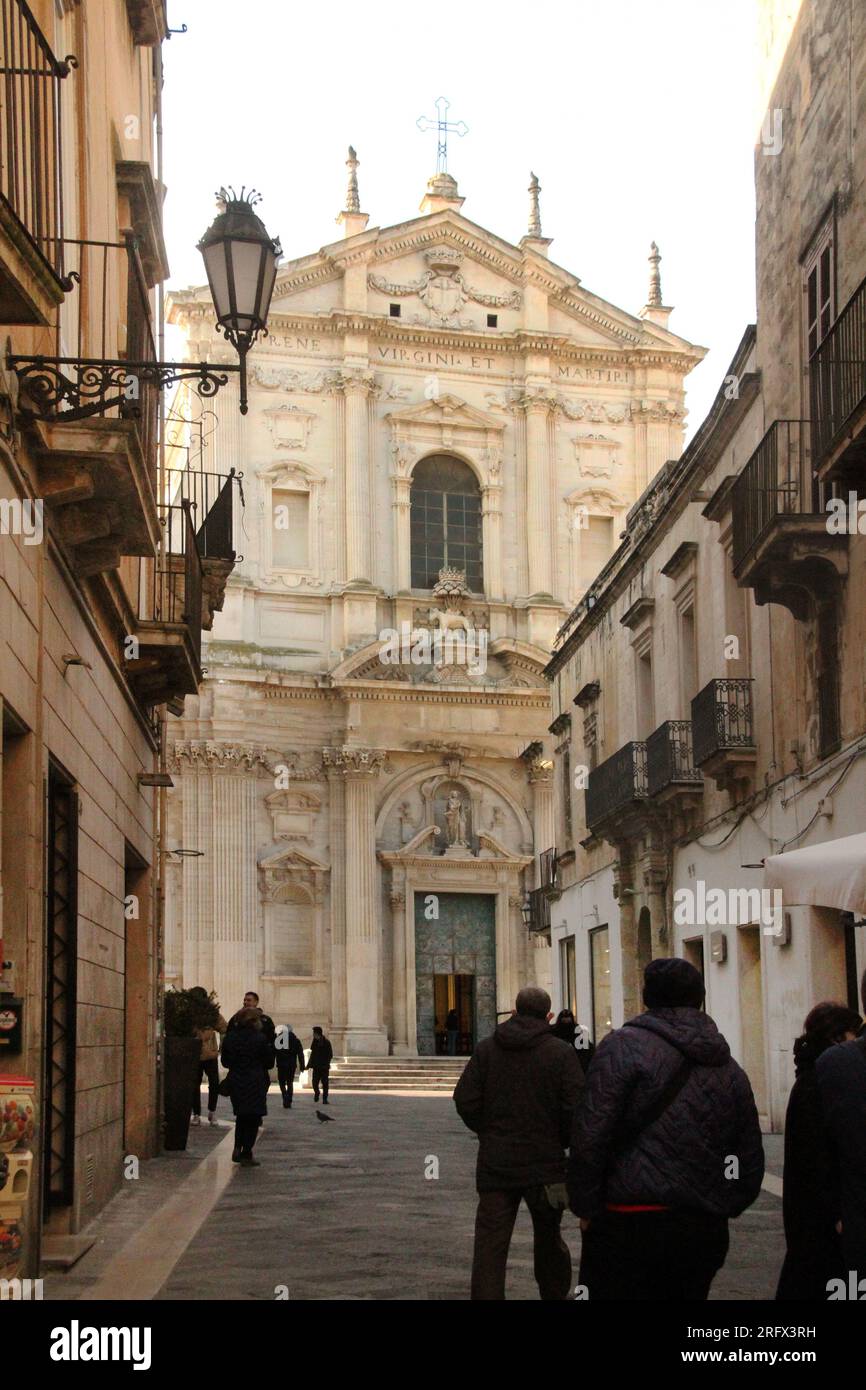 Lecce, Italy. View of the 16th century Church of Saint Irene Stock ...