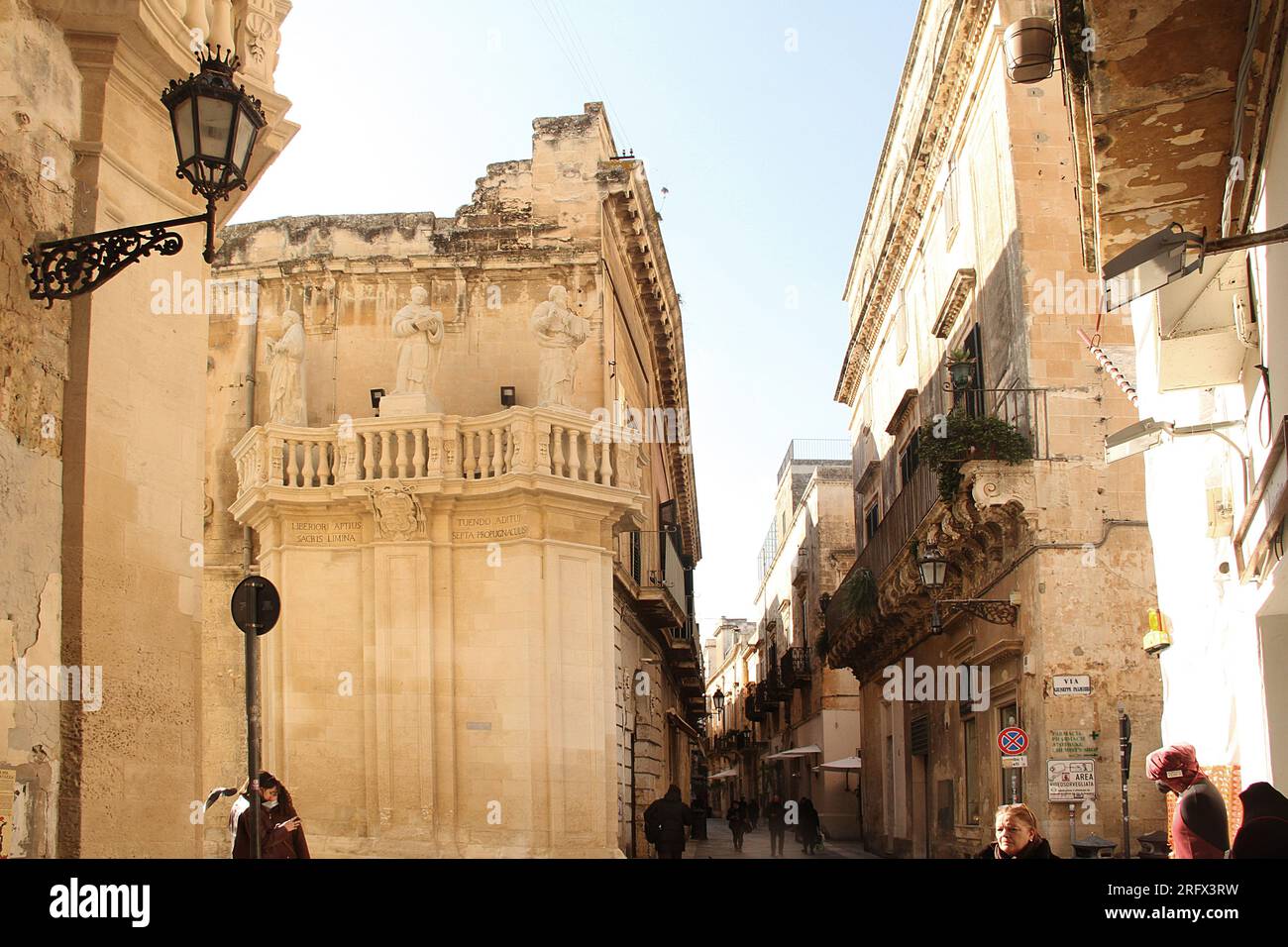 Lecce, Italy. View of Via Giuseppe Libertini. The Propylaea entering ...