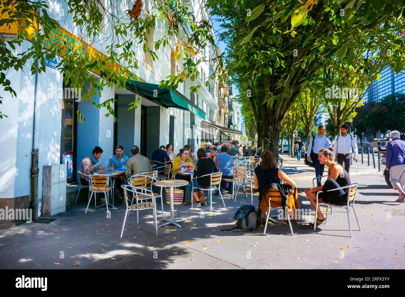Nantes, France, Small Crowd of People, Sitting on French Cafe Terrace ...