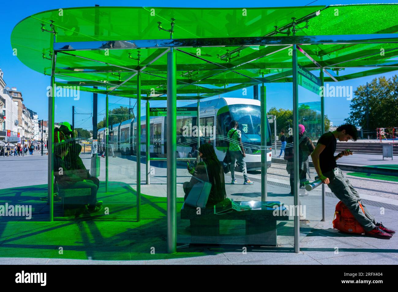 Nantes, France, Street Scene, Tram Station , Center City, Modern Design ...