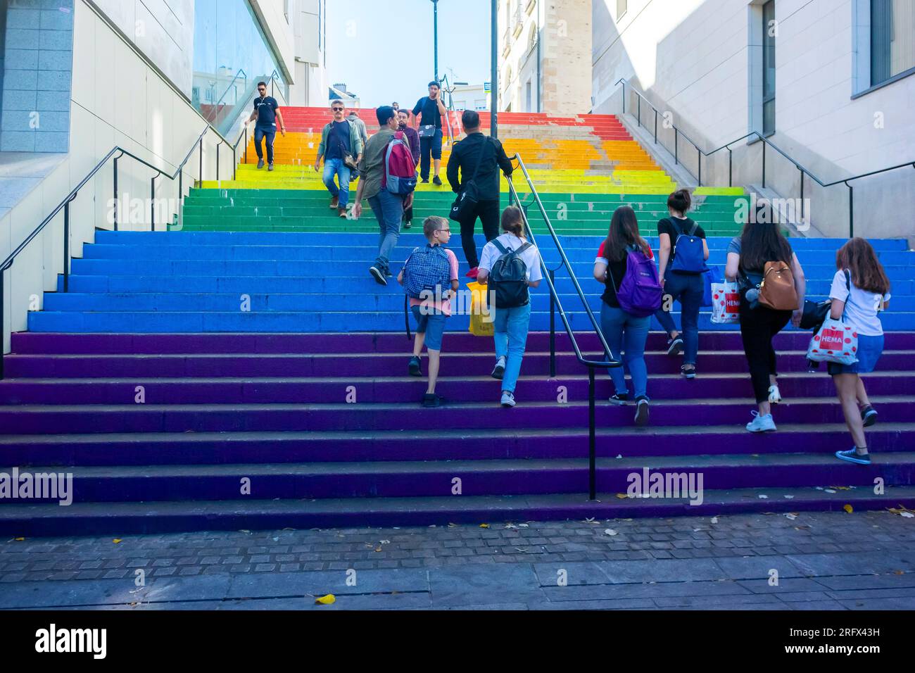 Nantes, France, Medium Crowd People, Street Scenes, Center City, street ...
