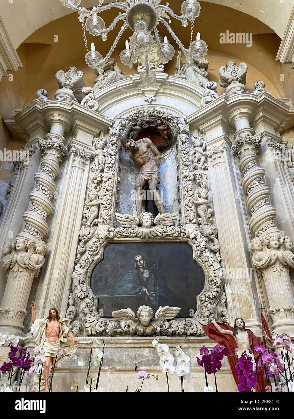 Lecce, Italy. Interior of the Church of St. Mary of the Carmel. Altar ...