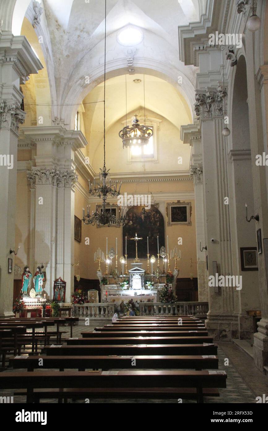 Lecce, Italy. Interior of the the 17th century Church of Saint Theresa ...