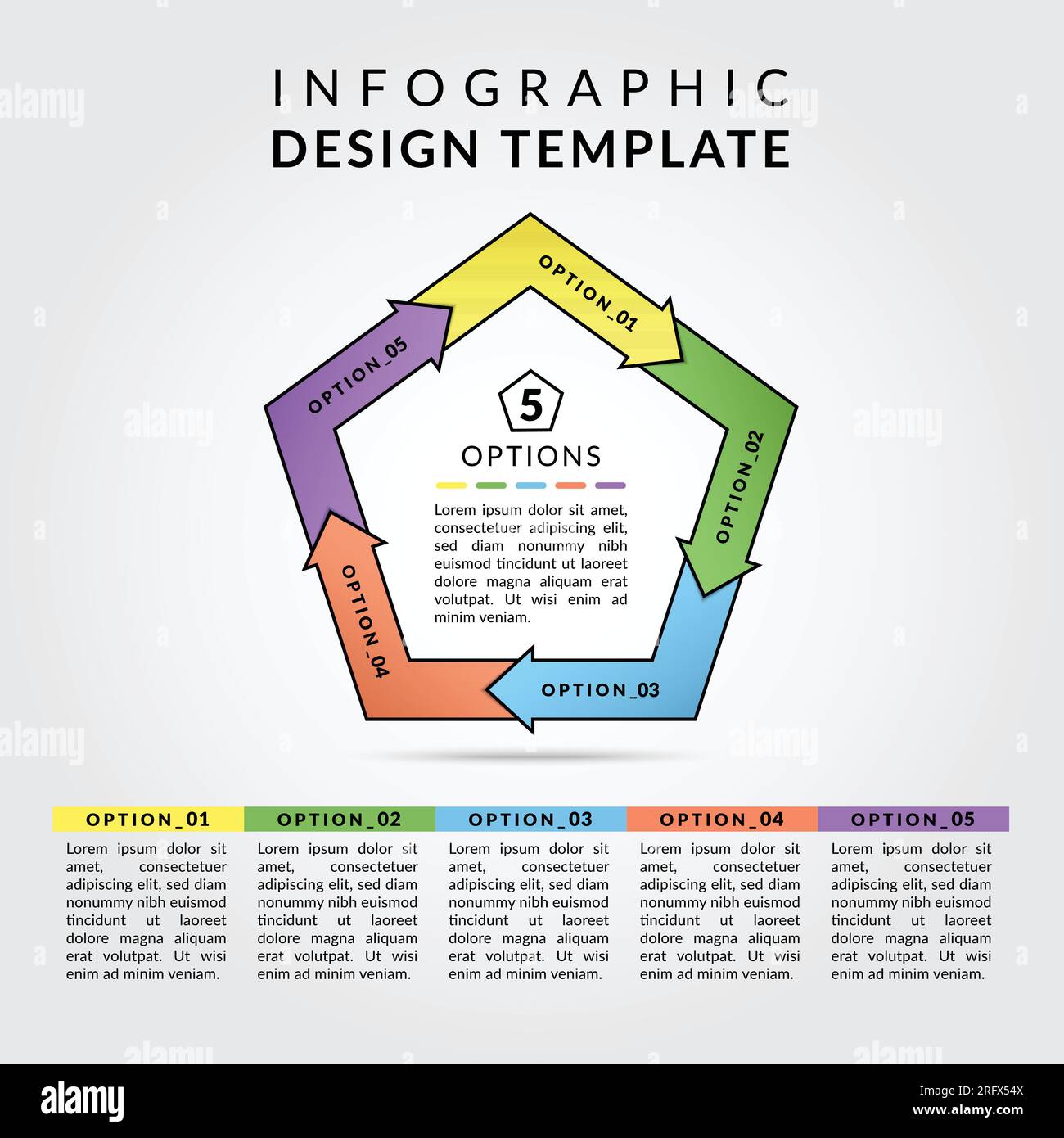 5 options infographic vector design with colorful concept for marketing ...