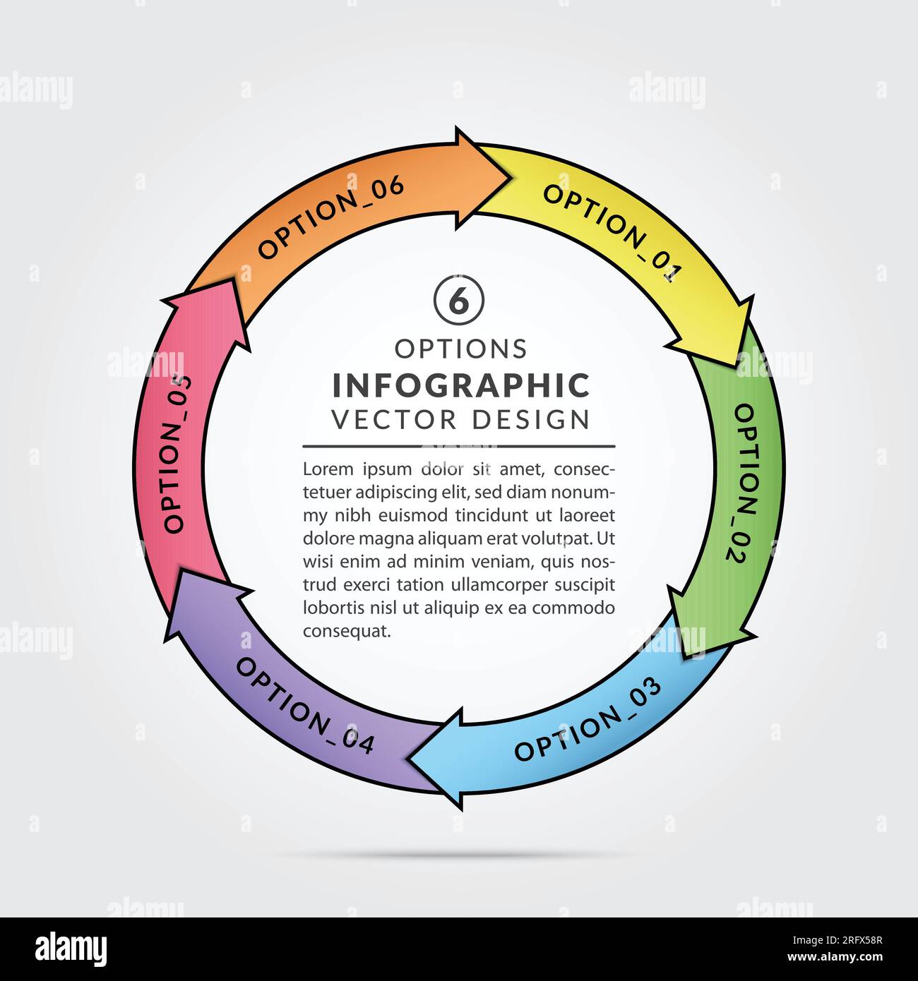 Circular connected infographic charts with 6 options. Circle ...
