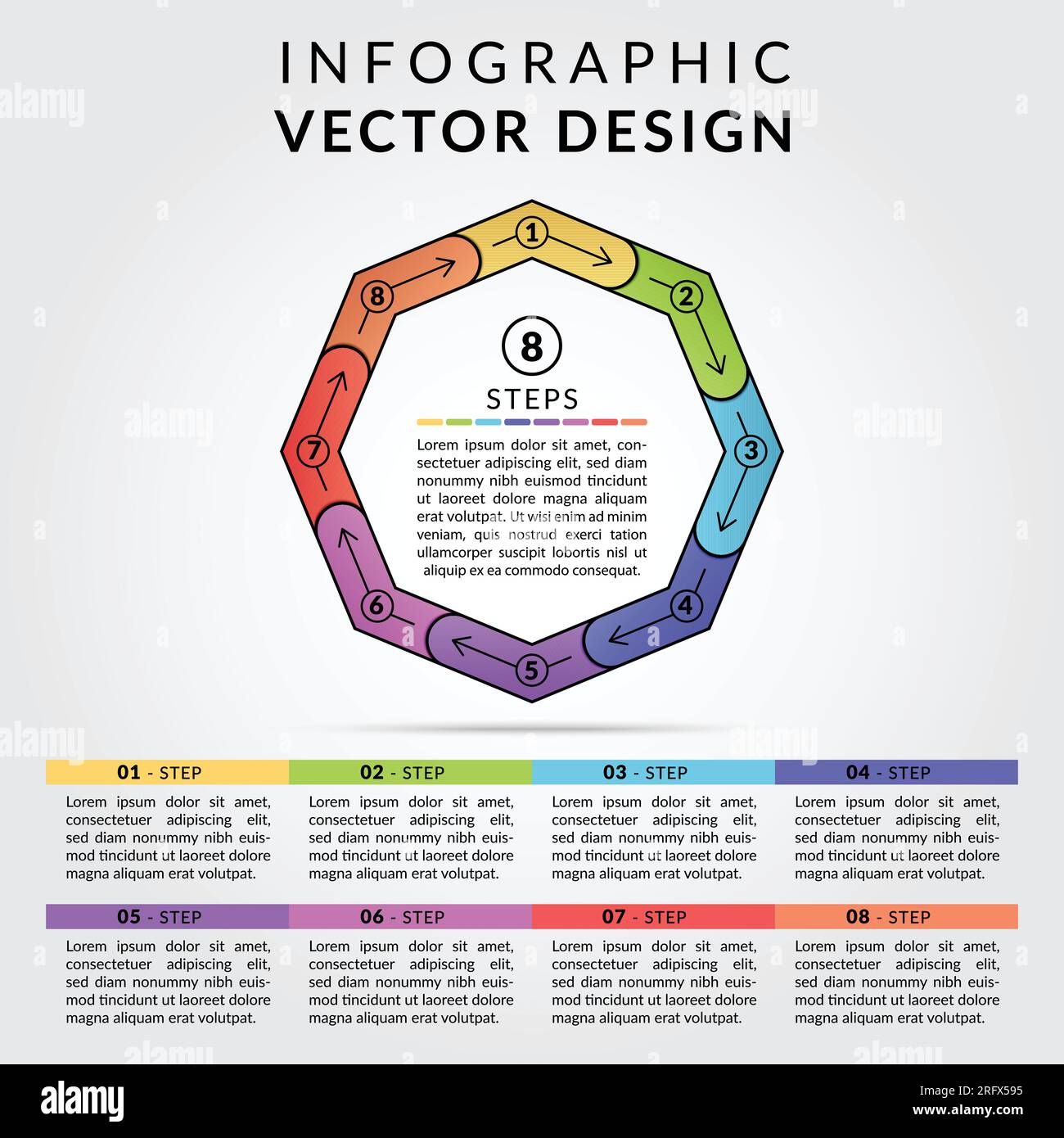 8 steps info graphic design template. Modern infographic template. 8 ...