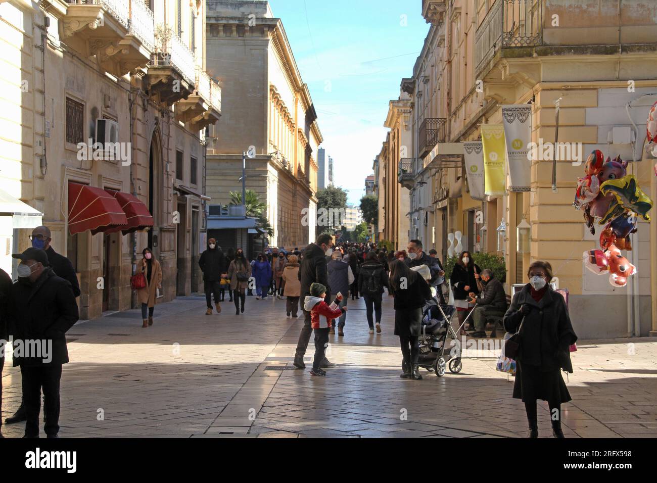 Lecce, Italy. People walking on Via Salvatore Trinchese in the ...