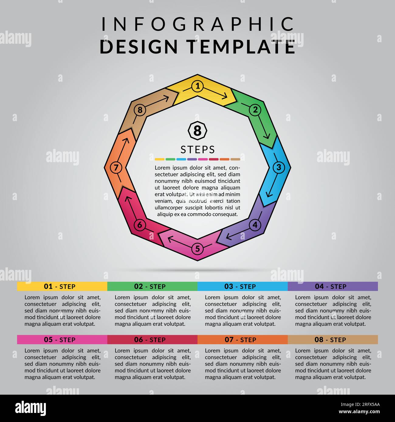 8 steps info graphic design template. Modern infographic template. 8 ...