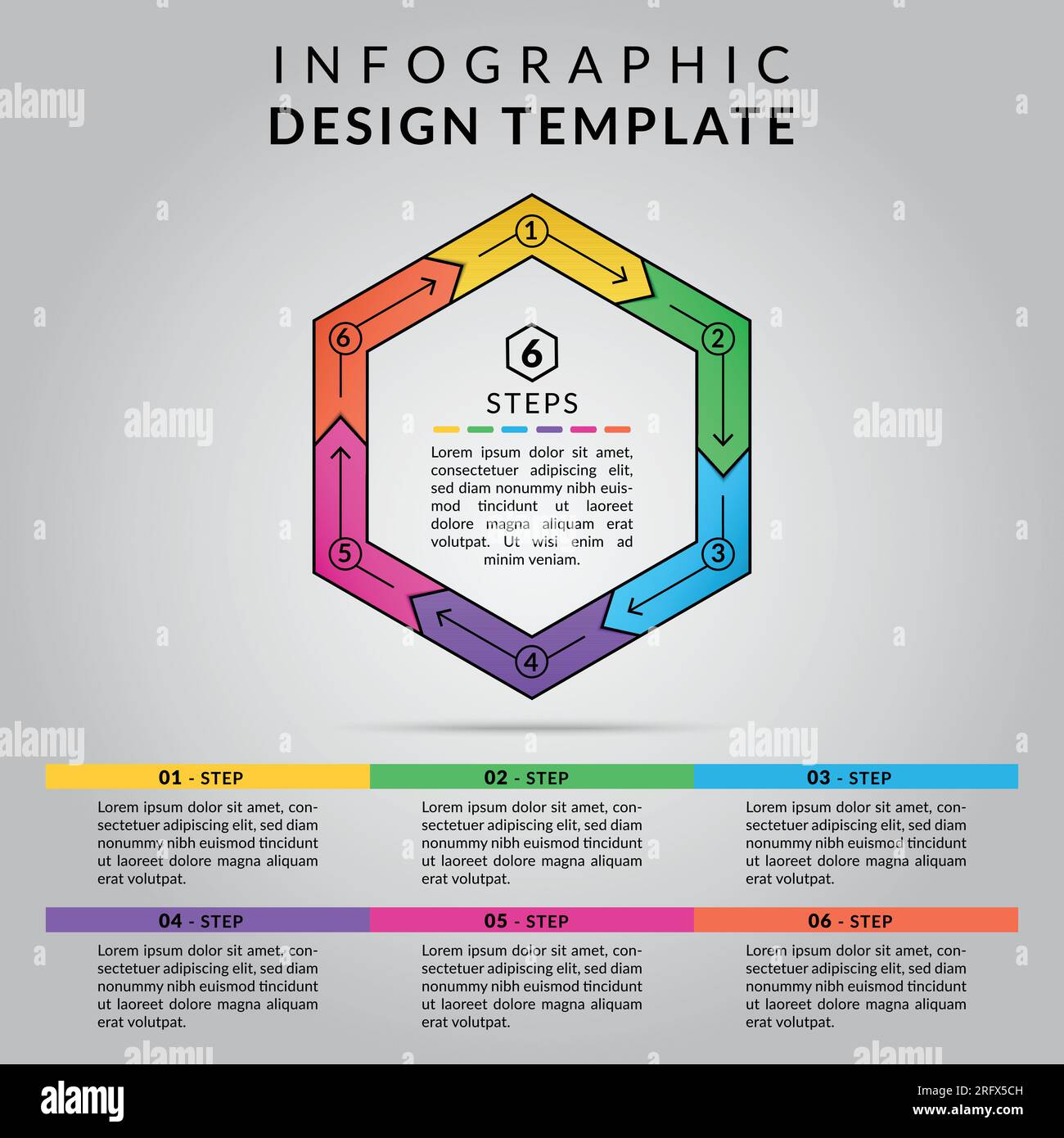 6 steps info graphic design template. Modern infographic template. 6 ...