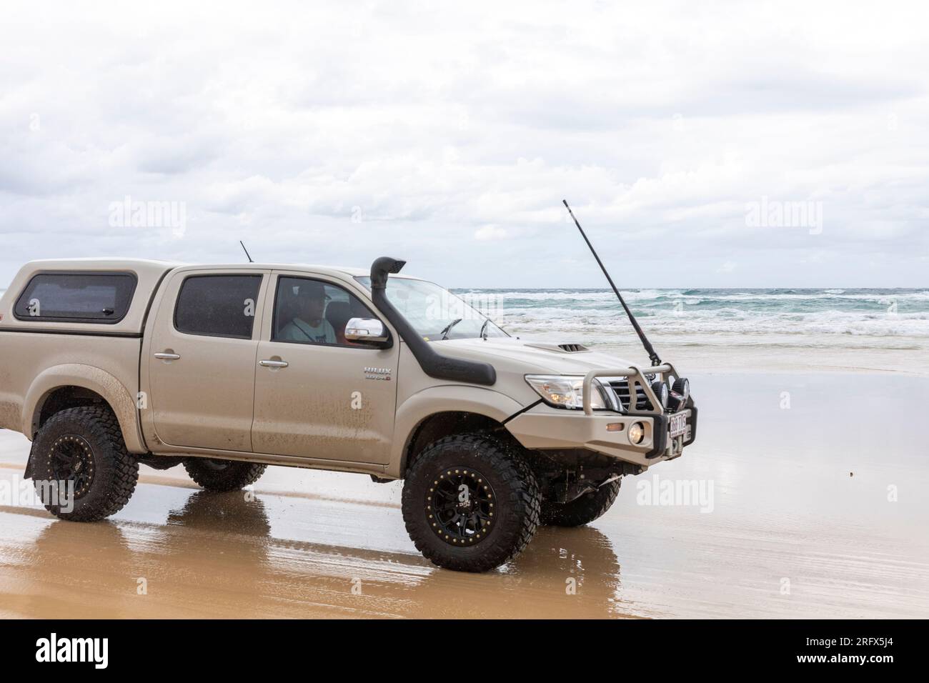 Fraser Island 4WD 4X4 Mitsubishi Ute travels along 75 mile beach and ...