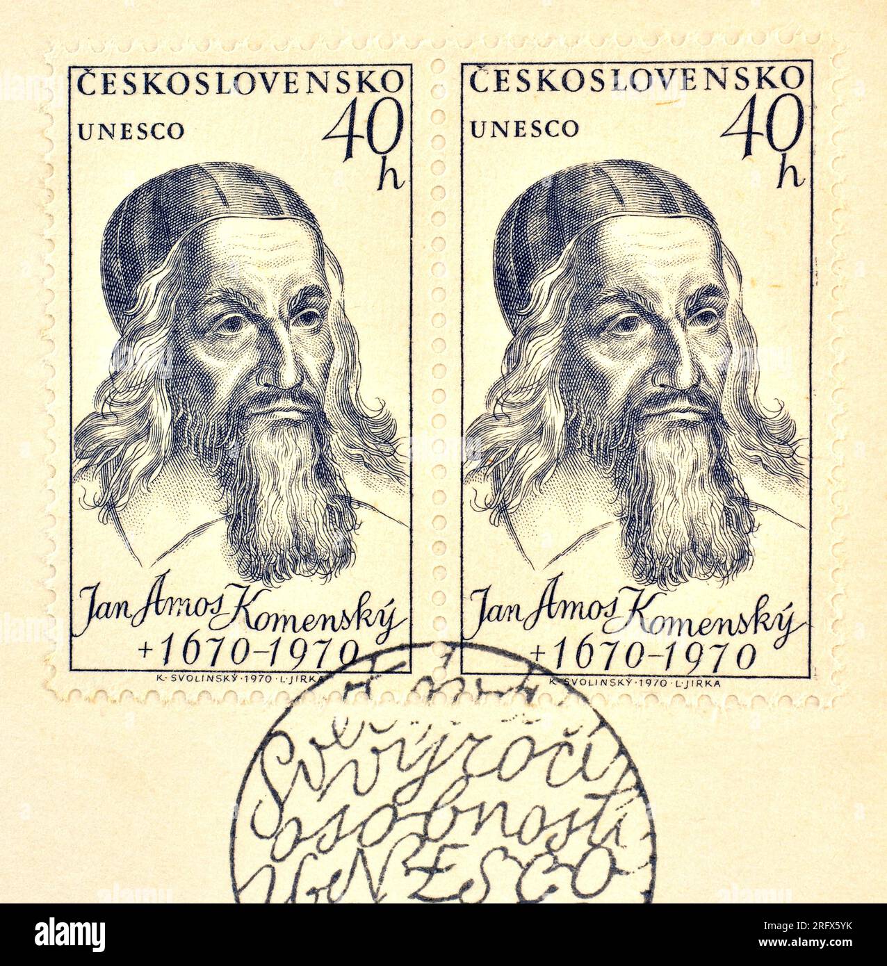 Cancelled postage stamp printed by Czechoslovakia, that shows portrait ...